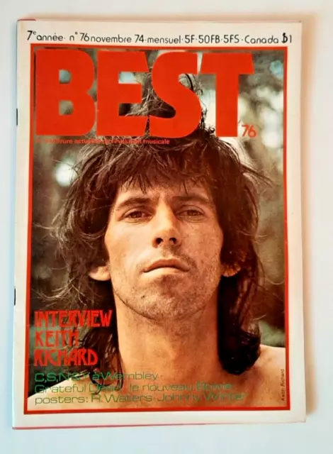 REVUE BEST N°76 Nov 1974 COMPLET Interview Keith Richard + Poster Floyd ...