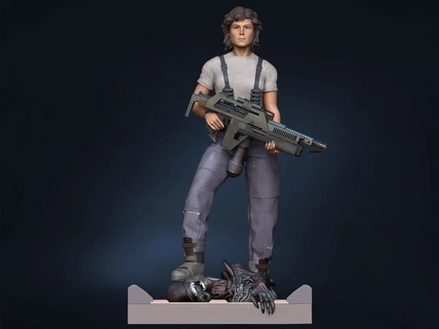 ELLEN RIPLEY ALIEN Xenomorph w/ Pulse Rifle Resin 3d Pinted DIY model ...