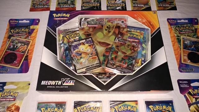 POKEMON MEOWTH VMAX Special Collection Box w/ Evolutions Cosmic Eclipse ...
