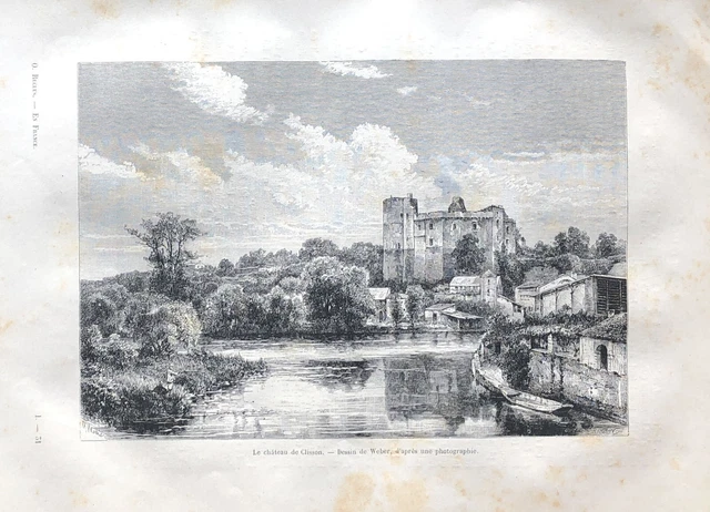 GRAVURE (V. 1880) Le château de Clisson LOIRE-ATLANTIQUE EUR 15,00 ...