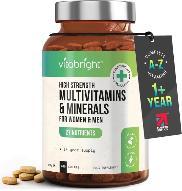 HIGH STRENGTH MULTIVITAMINS with Iron & Minerals 400 Vegan Multivitamin ...