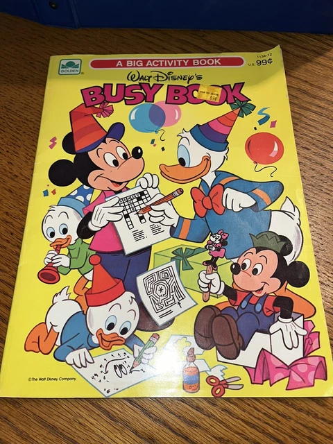 1982 WALT DISNEY Golden Big Activity Busy Book Coloring Book ...