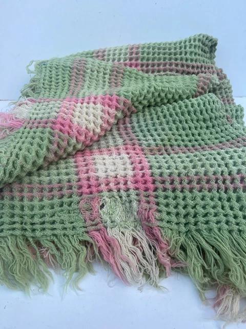 VINTAGE REAL WELSH Pure Wool Apx 70” X 40” Throw Blanket Hand Made ...