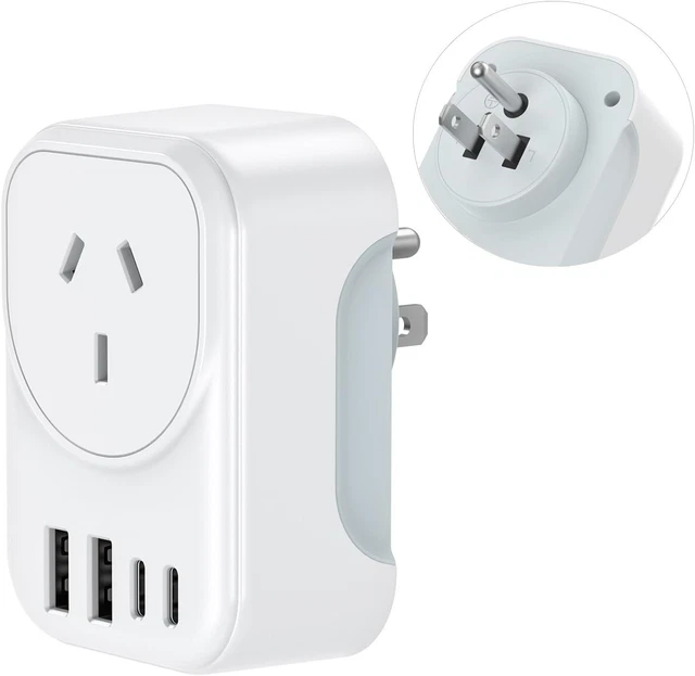 MULTI-DEVICE TRAVEL ADAPTER: AU to US with Flame-Retardant Safety ...