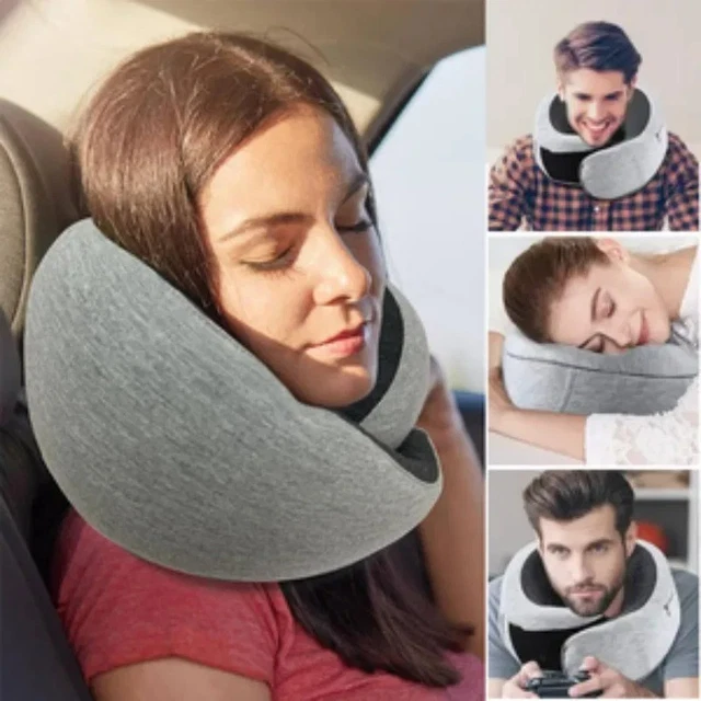 TRAVEL NECK PILLOW Memory Foam U-Shaped Car Headrest Adjustable ...