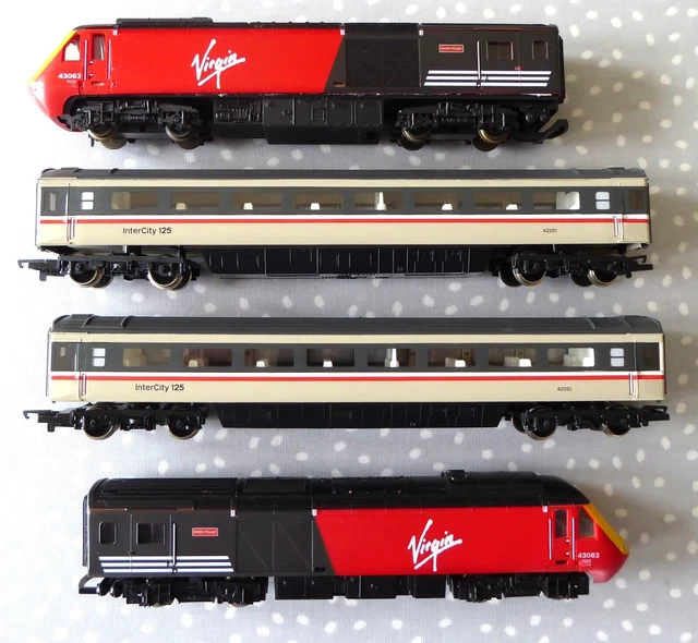 'OO' GAUGE VIRGIN HST DUMMY LOCOS 43063 & HORNBY INTERCITY COACHES ...