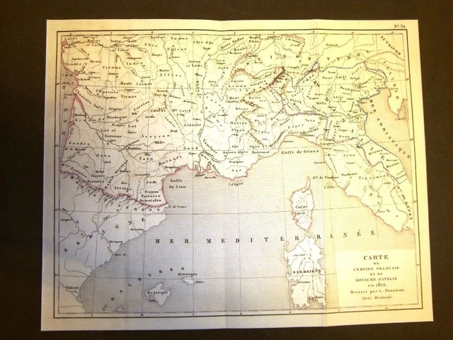 MAP MAP EMPIRE of France Kingdom of Italy 1812 South engraving 1850 £21 ...