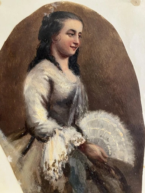 ANTIQUE OIL PAINTING Portrait of Spanish Lady Circle JOHN PHILLIP 1817 ...