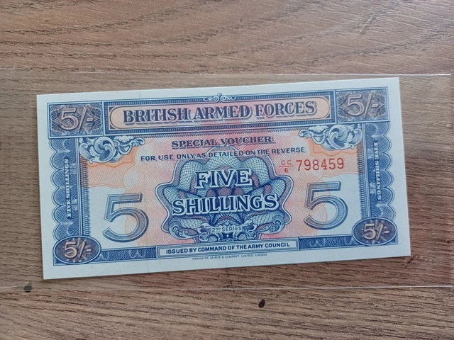 BRITISH MILITARY ARMED FORCES BANK NOTE/ VOUCHER SERIES 2 FIVE SHILLING ...
