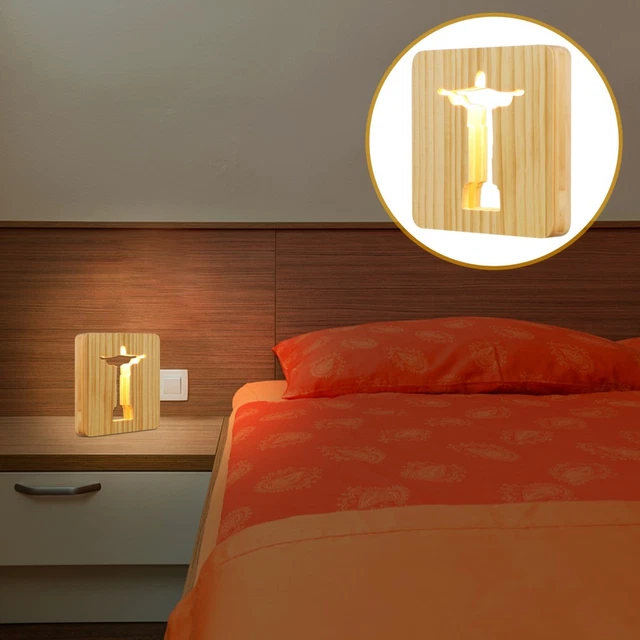 JESUS CROSS 3D LED Acrylic Wooden Night Light Table Light Wooden Lamp £ ...