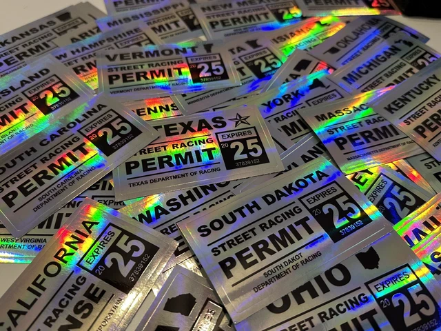 STREET RACING PERMIT Car Truck Window Sticker Drag Racing Stickers ...