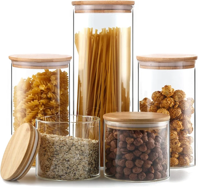 BOCAUX DE RANGEMENT en Verre [Lot de 5],Récipients de Rangement ...