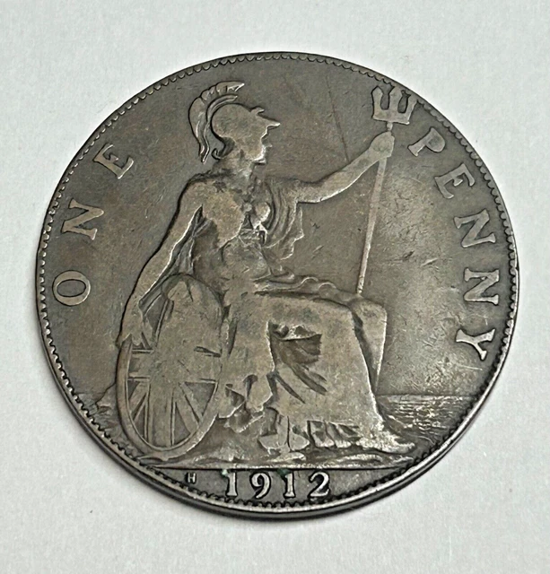 1912 KING GEORGE V Heaton Mint Mark Collectible One Penny Coin. #0166 £ ...