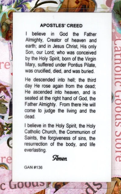 FATHER, SON, HOLY Spirit - Apostles' Creed - Laminated Holy Card GAN ...