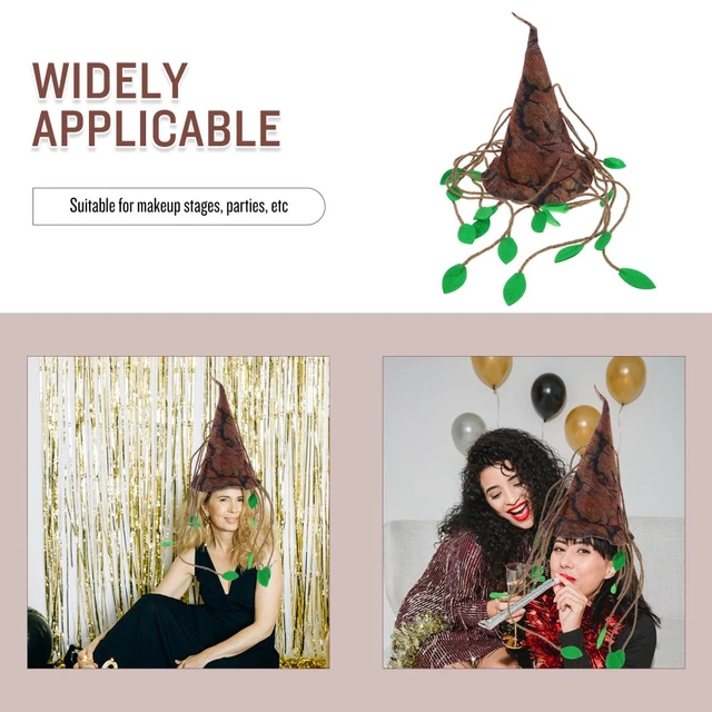 HALLOWEEN WITCH HAT Wizard Hats Wide Brim Cosplay Tree Funny Decorative ...