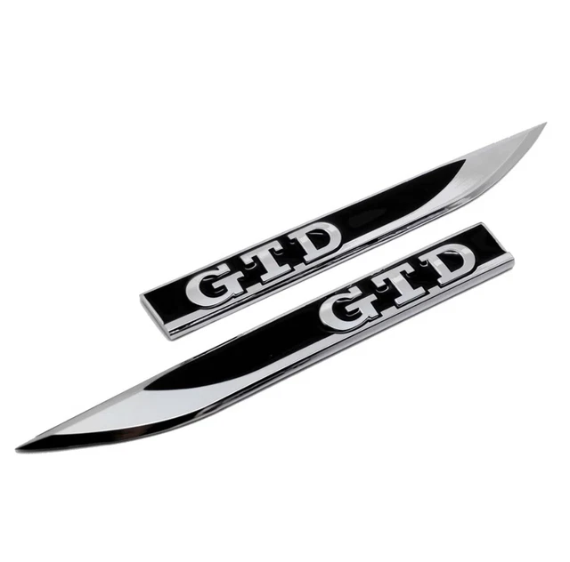 BLACK & CHROME GTD GOLF MK7 7.5 x2 METAL SIDE BADGES FENDER EMBLEM 3D ...