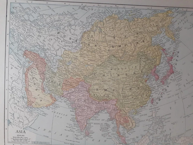 ANTIQUE MAPS OF ASIA & AFRICA 1895-1911 China Japan India Ottoman ...