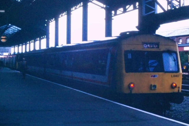 35MM RAILWAY SLIDE - Class 101 DMU L840 NSE Livery Chester Station 30. ...