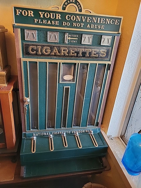 ANTIQUE NATIONAL COUNTER Top Cigarette Vending Machine $100.00 - PicClick