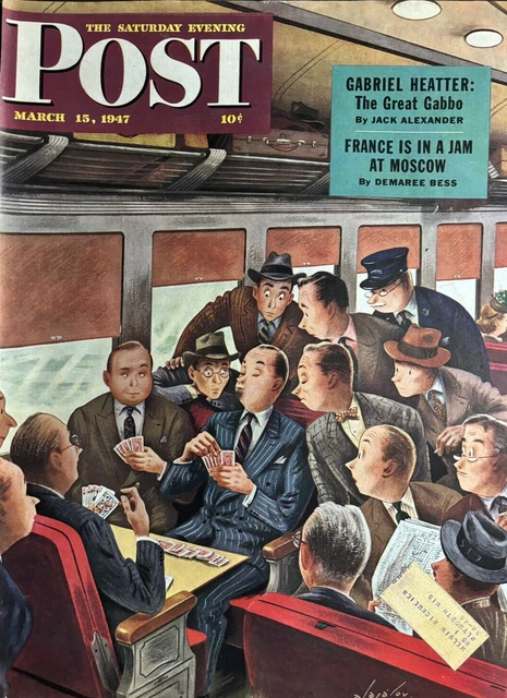 1947 CONSTANTIN ALAJALOV Saturday Evening Post Card Game Original ...