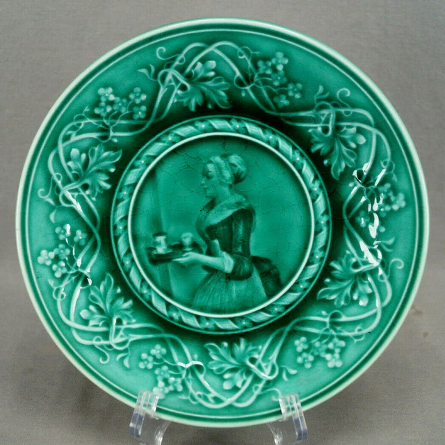 19TH CENTURY CLAIREFONTAINE French Green Majolica Chocolate Girl ...