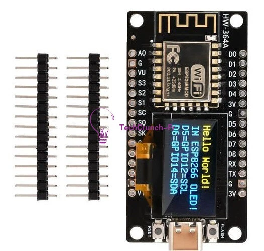 1PCS USB-C NODEMCU ESP8266 Development Board w/0.96" OLED Display CH340 ...