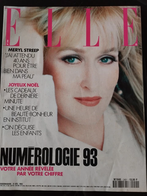 ELLE MAGAZINE DU 21/12/1992; Numérologie/ Meryl Streep/ Autour de minuit EUR 7,20 - PicClick FR