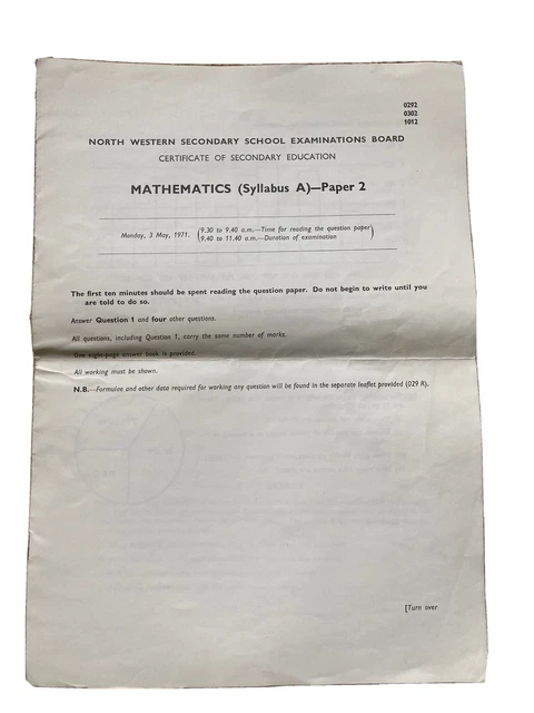 CERTIFICATE OF SECONDARY Education (CSE) Mathematics Examination Paper ...