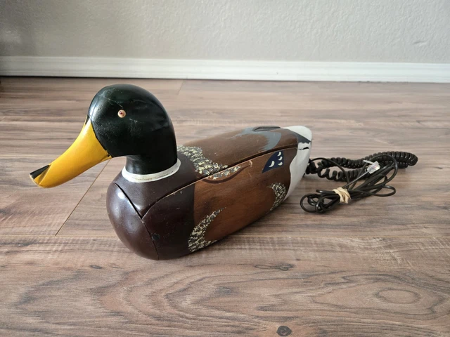TELEMANIA WOODEN MALLARD Duck Decoy Corded Landline Phone Quacker ...