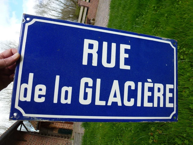 ANCIENNE PLAQUE DE rue émaillée Glacière pour déco industrielle vintage EUR 69,90 - PicClick FR
