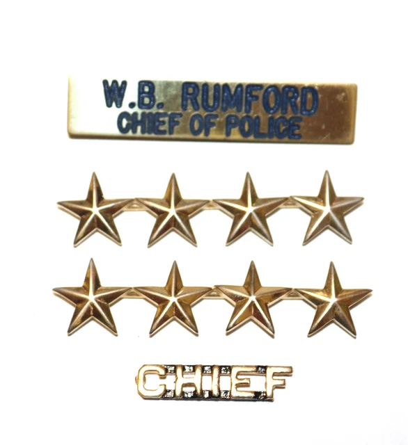 U.S POLICE CHIEF W.B.RUMFORD Rank Insignia, Name Tag & Collar Insignia ...