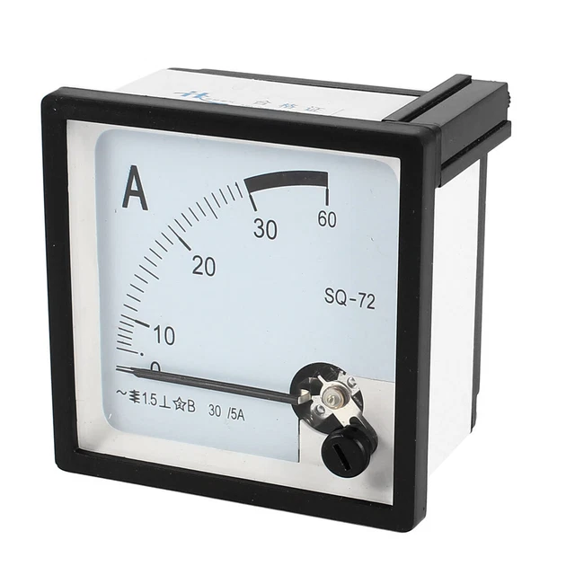 CLASS 1.5 ACCURACY AC 0-30A Rectangle Analog Ammeter for Lab 72mm x ...