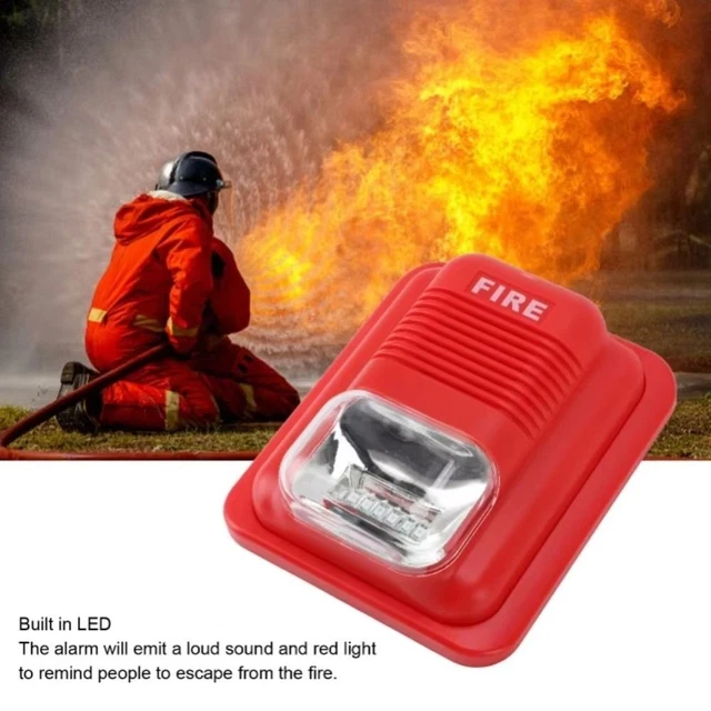 SOUND&LIGHT FIRE ALARM Warning Strob Horn Alert Safety System Sensor ...