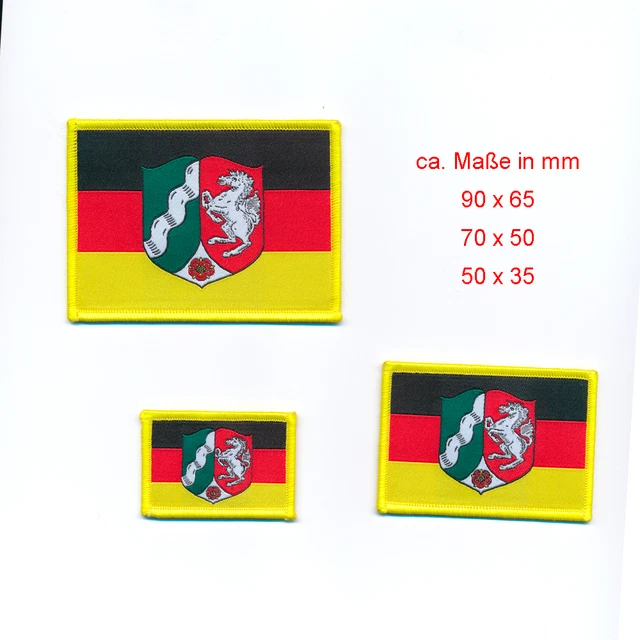 3ER SET DEUTSCHLAND mit NRW Flagge Flag Emblem Patch Aufnäher Aufbügler ...