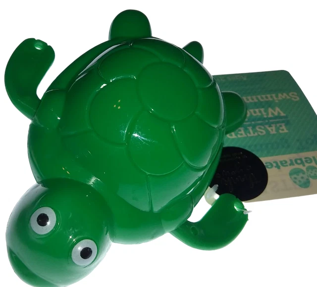 EASTER TURTLE WIND Up Aquatic Water Swimming Top Bath Tub Toy Twist ...