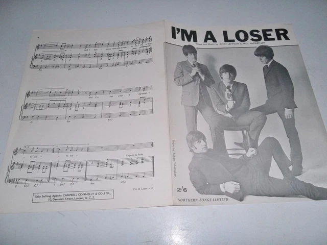 THE BEATLES OFFICIAL Original Sheet Music I'm A Loser From 1964 ...