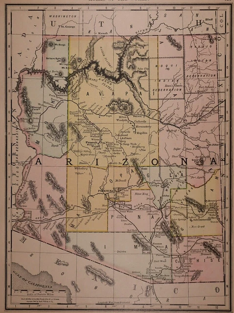 OLD 1890 R McNally Atlas Railroad & Indian Reservation Map NEW MEXICO ...