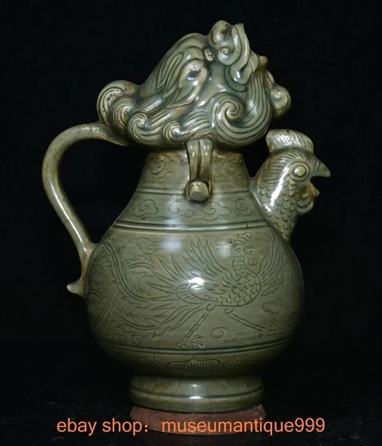 11.2& ANCIENT CHINESE Yaozhou Kiln Porcelain beast head Wine Tea Pot ...