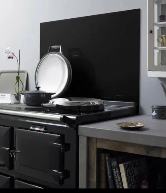 SELF ADHESIVE GLASS Splashback Black Sparkle Kitchen Cooker Hob Oven ...