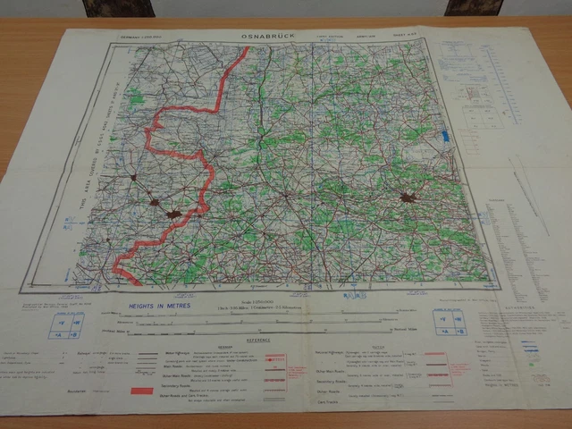 WW2 RAF / Army map of GERMANY "OSNABRUCK" (+ DUTCH BORDER, ALMELO ...