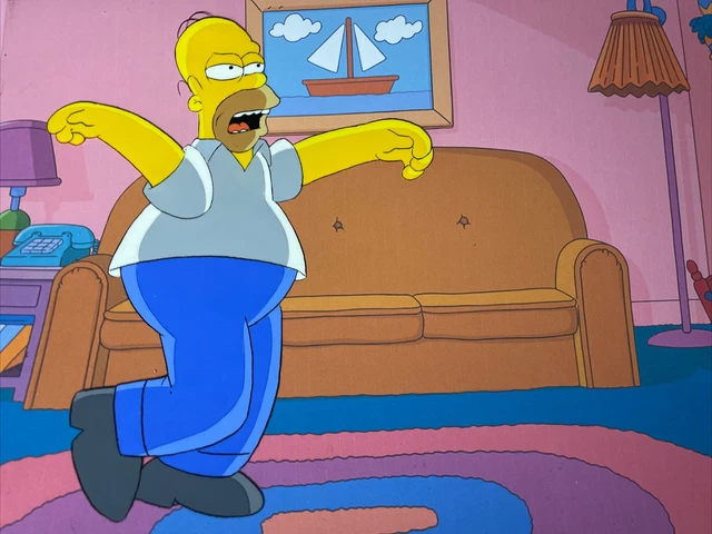 THE SIMPSONS ANIMATION Cel Art Background Vintage Cartoons Homer Bart ...