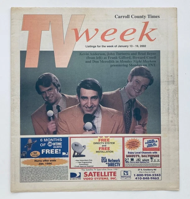 TV WEEK MAGAZINE January 13 2002 Kevin, John Turturro and Brad Beyer No ...