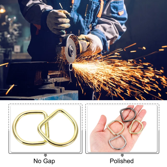 1X0.7& METAL D Rings, Light Gold Welded Ring Buckles, 15Pcs £11.58 ...
