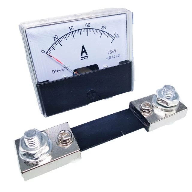 ANALOG PANEL AMP Current Ammeter Meter Gauge DH-670 0-100A DC & Shunt ...