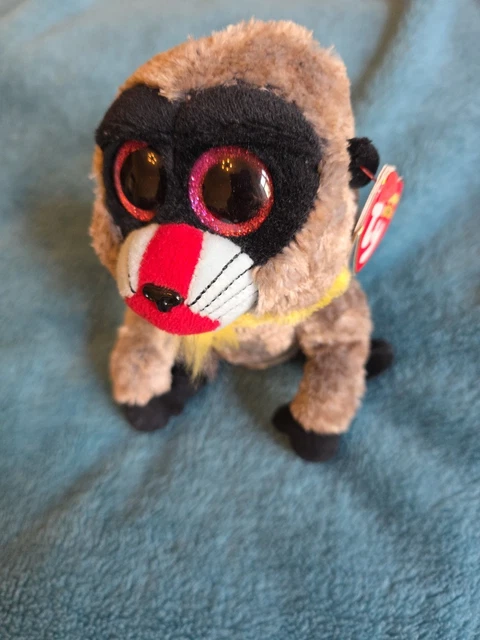 TY BEANIE BOOS Wasabi Baboon Monkey Plush 6” Soft Toy Chimpanzee Ape ...