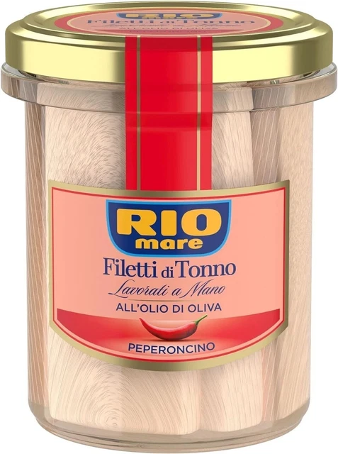 FILETS DE THON Rio Mare préparés à la main dans un pot de piment de 130 ...