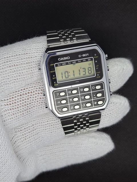 CASIO VINTAGE DIGITAL Watch C-801 Calculator 1980 Nerd Retro Fully ...
