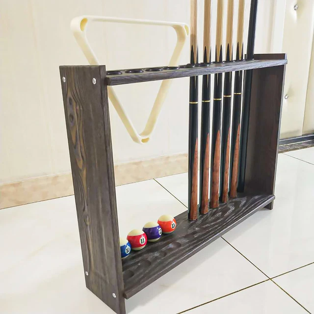 BILLIARDS CUE RACK Billiard Stick Rack Floor Stand Wood Ball Pool Stick ...