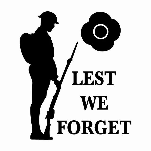 LEST WE FORGET Remembrance Day Soldier Poppy Car Vinyl Decal Window ...