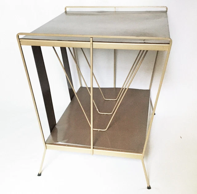 MID CENTURY METAL Record Player Stand Table Vinyl record album Storage ...